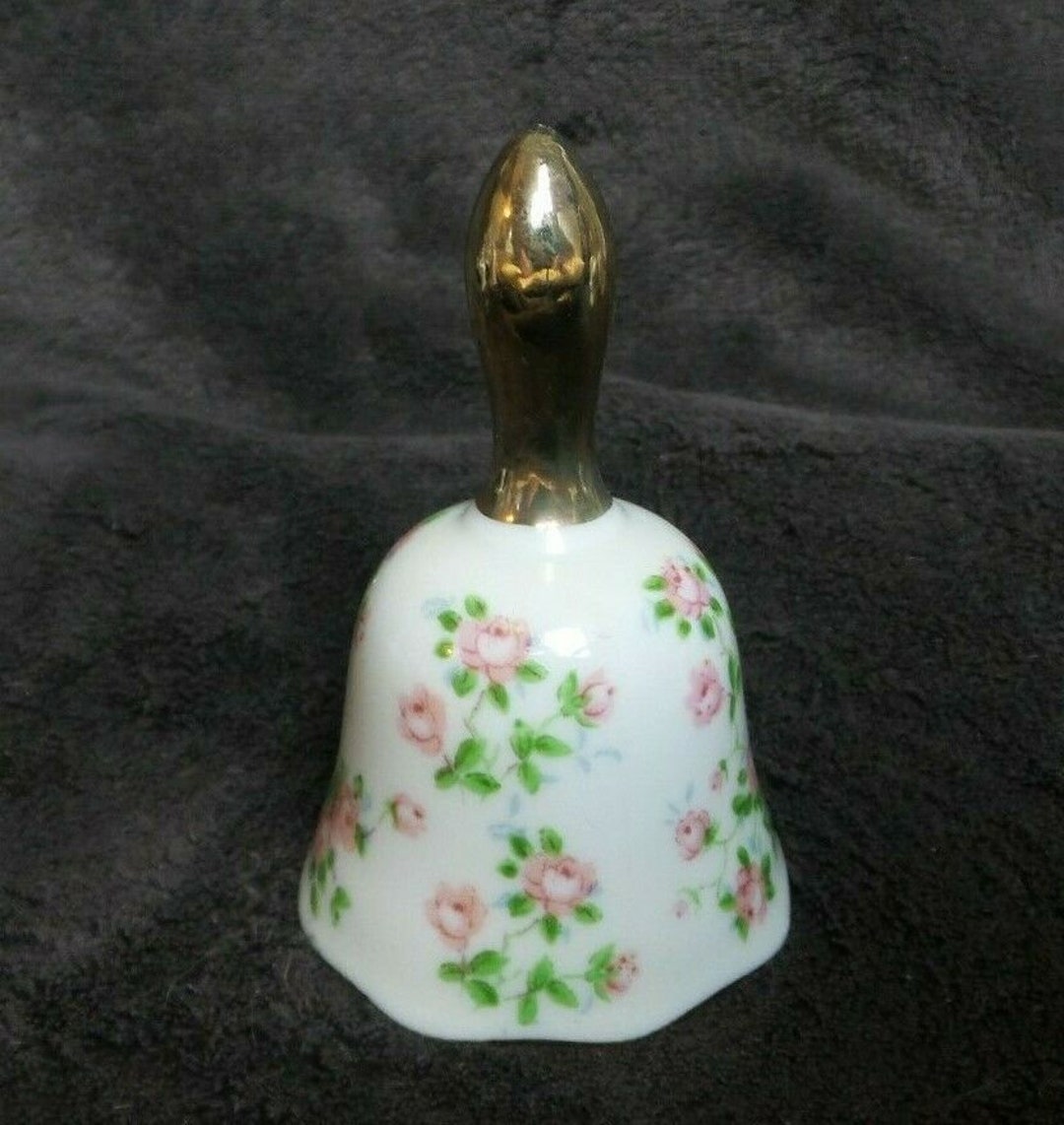 Vintage ENESCO Bell, Pink Roses With Gold Handle, Made in Japan, Circa ...