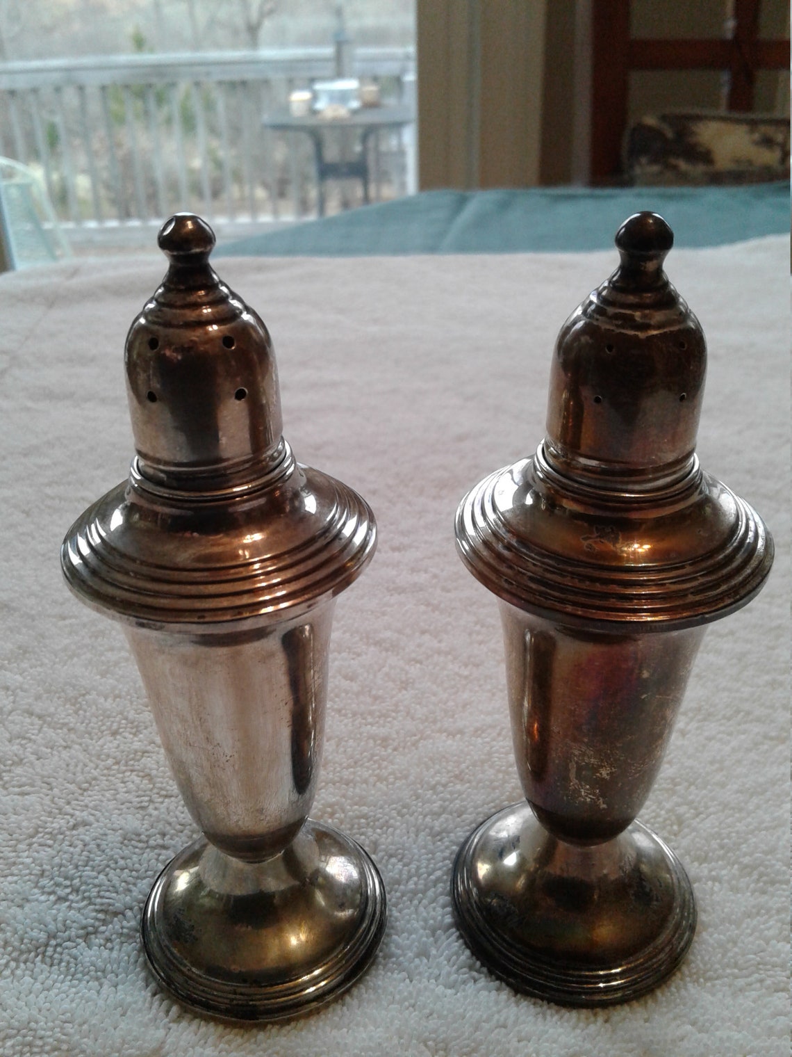 Vintage Empire Sterling Silver Salt and Pepper Shakers Glass - Etsy