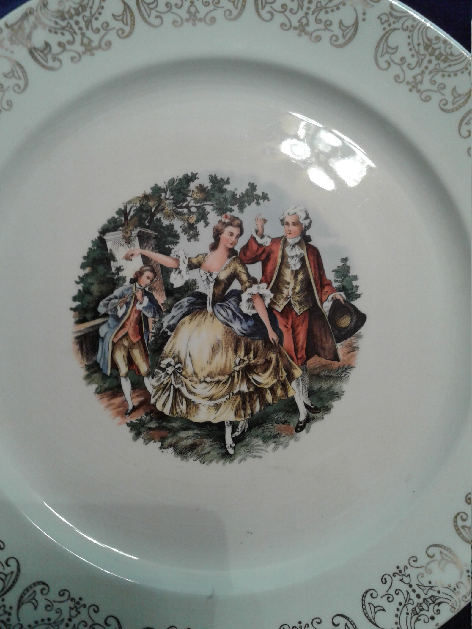 Vintage Cronin "c014 Colonial Couple", 2-handled Cake Platter & Dinner ...