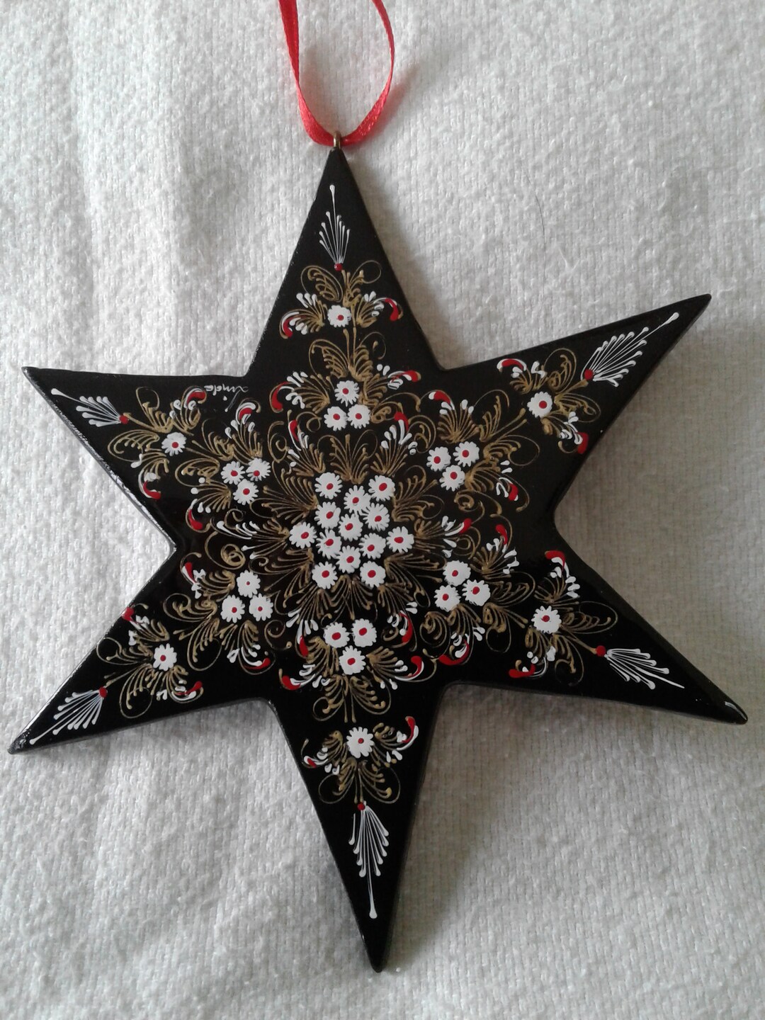 Vintage 1995 Cynthia Welch Handpainted Xmas Ornament, "black Lacquer ...