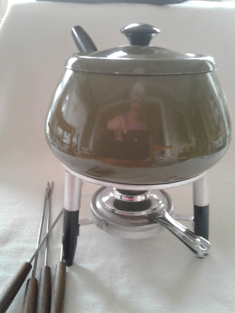 Vintage Fondue Pot Circa 1960s Retro Avocado Green and - Etsy