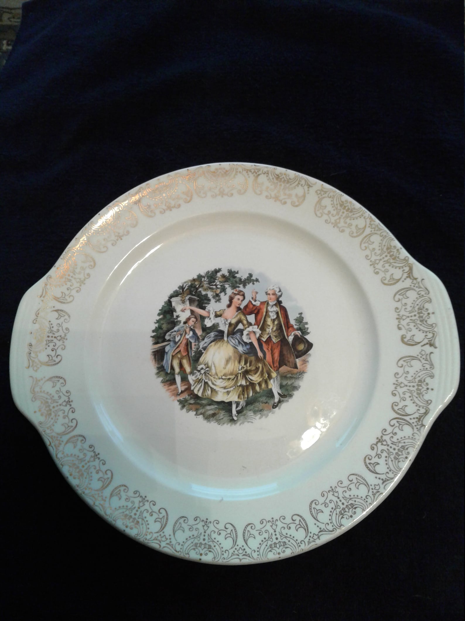 Vintage Cronin "c014 Colonial Couple", 2-handled Cake Platter & Dinner ...