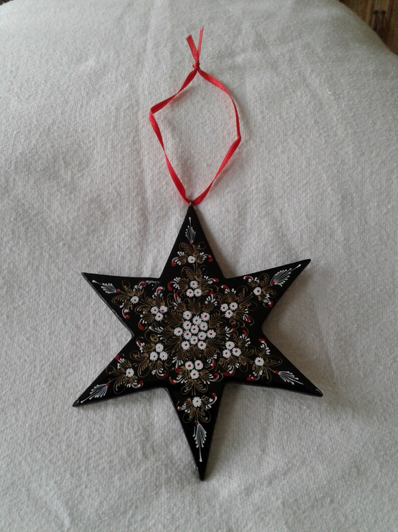 Vintage 1995 Cynthia Welch Handpainted Xmas Ornament, "black Lacquer ...