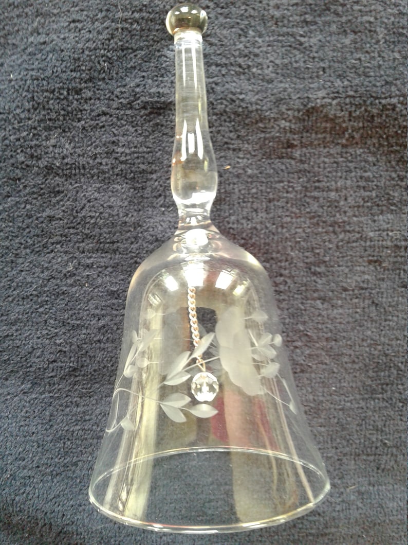 Vintage Fine Crystal Bell, Ground Floral Design, 6 1/8" Tall, 2 7/8 ...