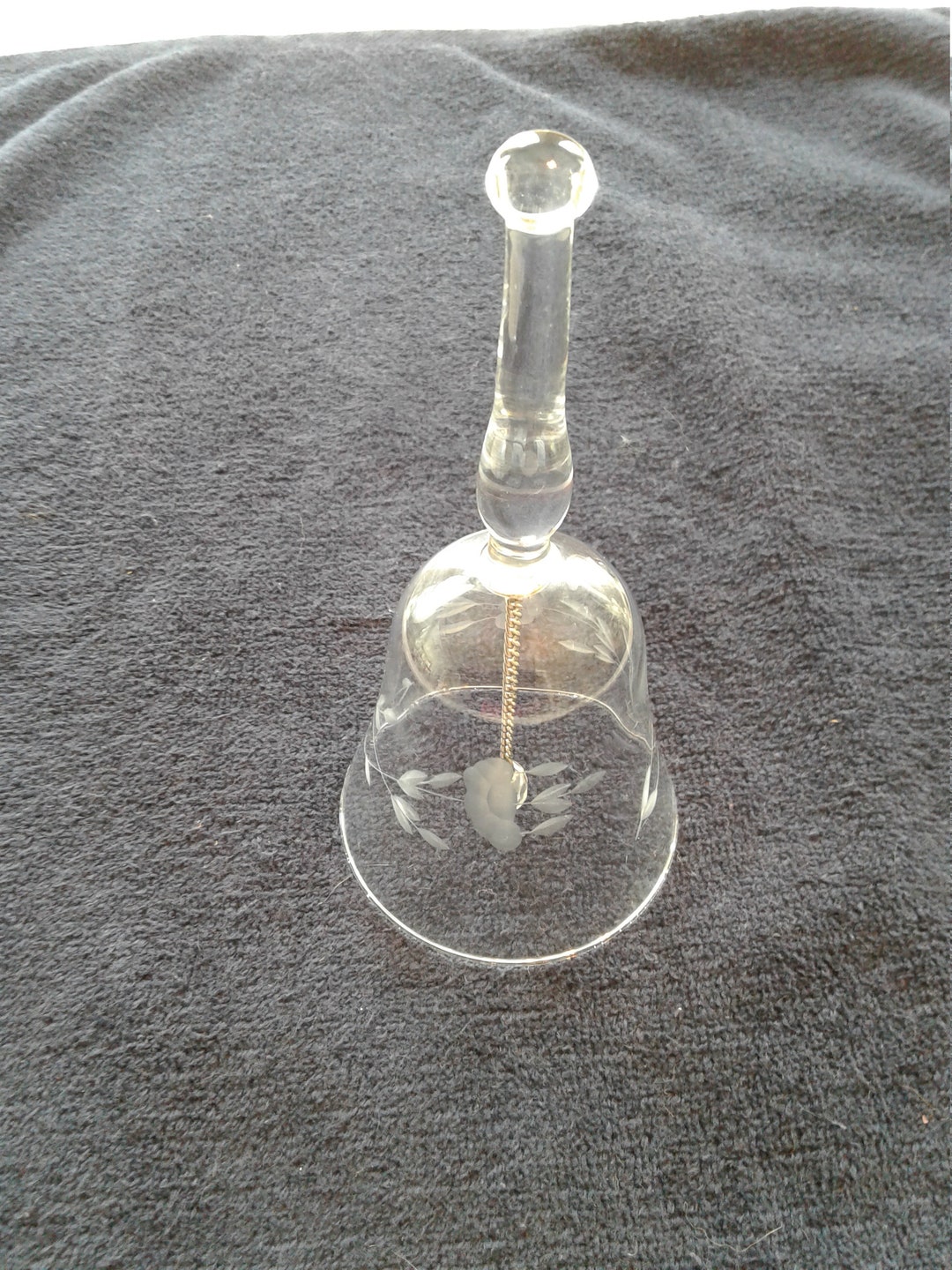 Vintage Fine Crystal Bell, Ground Floral Design, 6 1/8" Tall, 2 7/8 ...