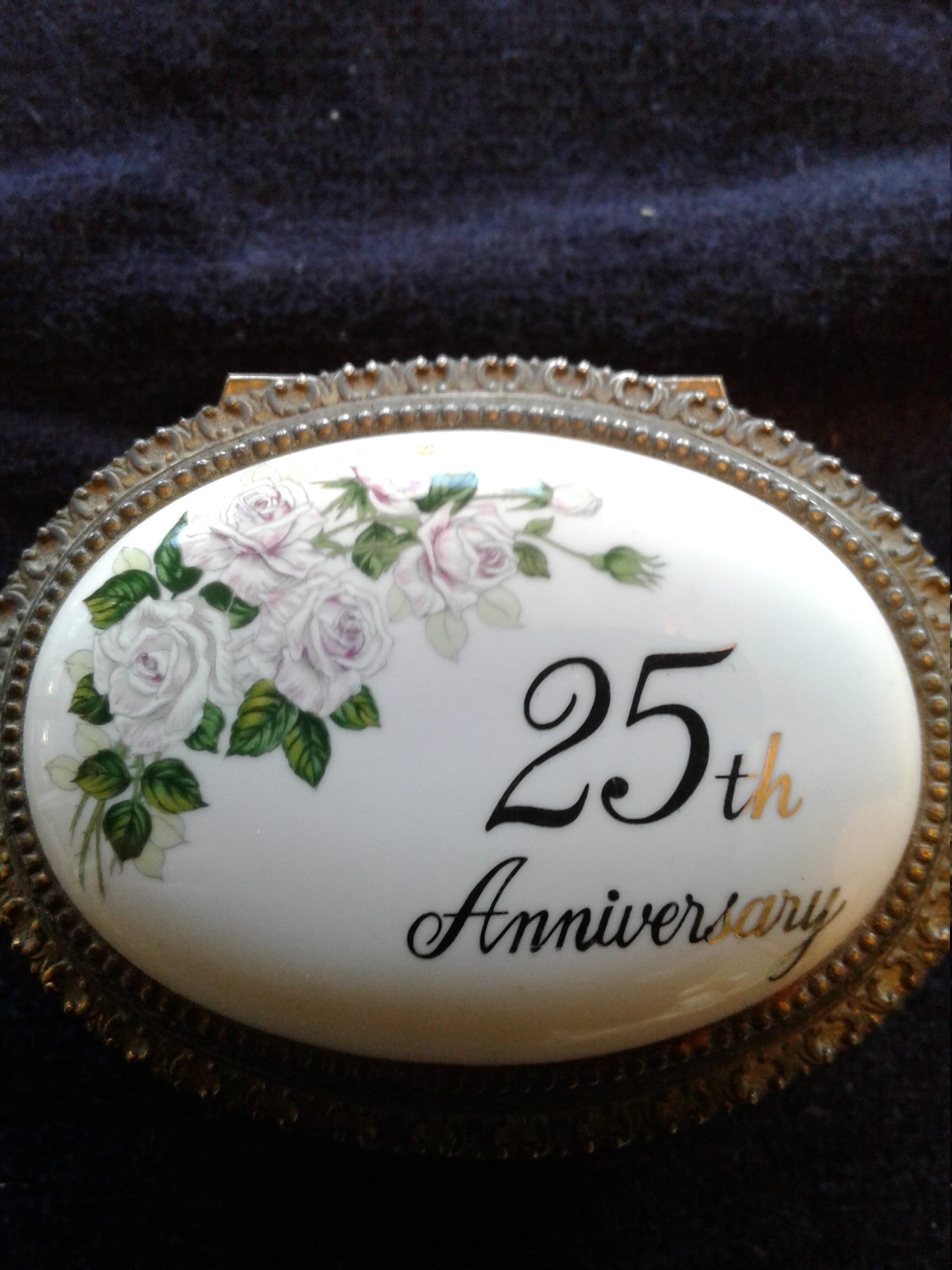 Vintage Papel 25th Anniversary Music Box Pink Roses on | Etsy