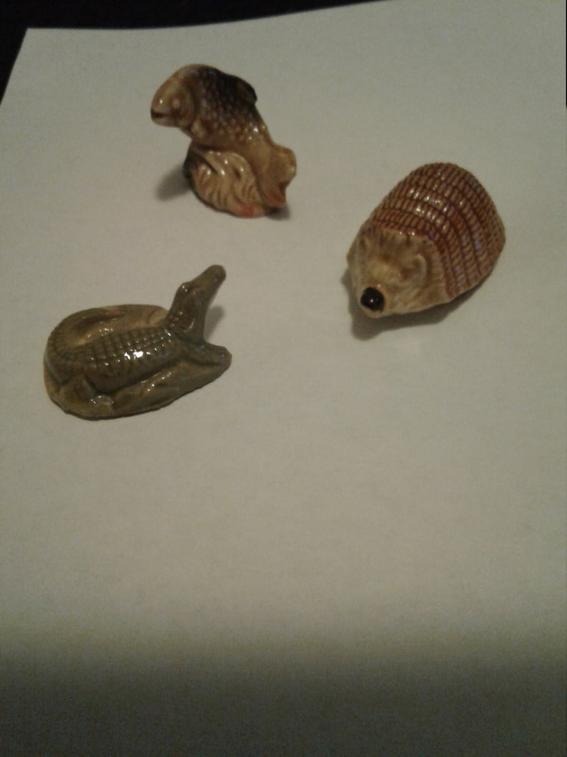 Vintage Wade Ceramics Ltd. Miniature Hedge Hog, Trout, and Alligator ...