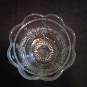 Vintage Vases, Two, Clear Glass, Swirl With Ruffel Rim and Squat Tulip ...