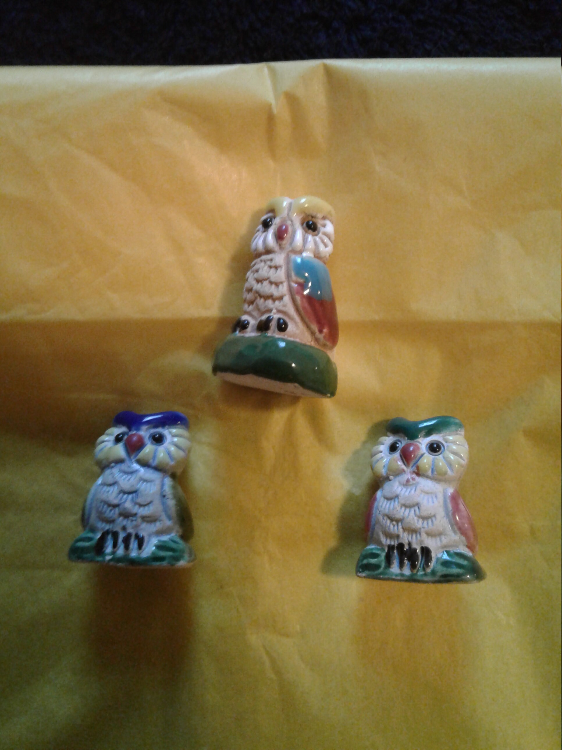 Vintage Glazed Ceramic Owl Beads Three Colorful Owl Beads | Etsy