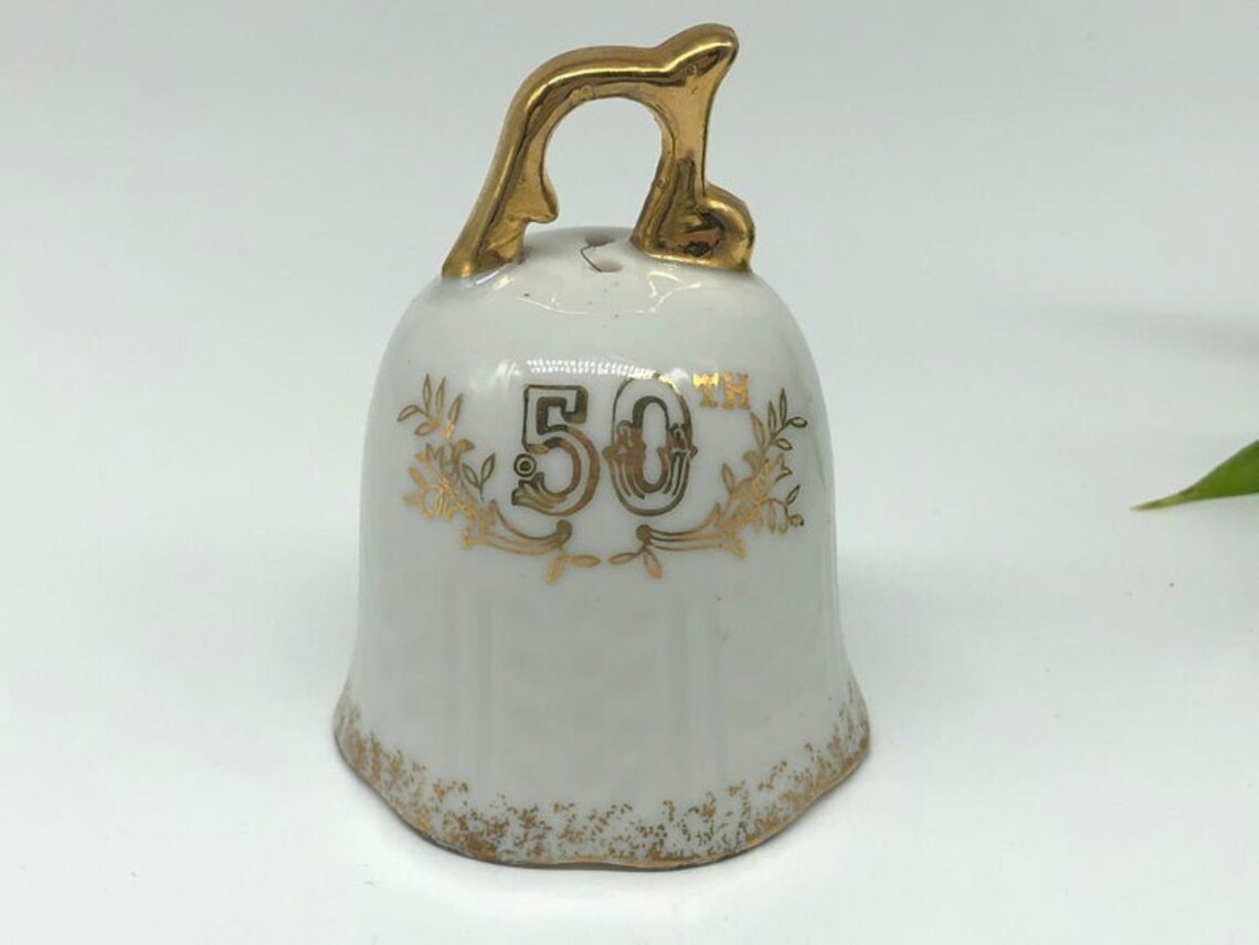 Vintage Lefton 50th Anniversary Bell White With Gold Trim | Etsy