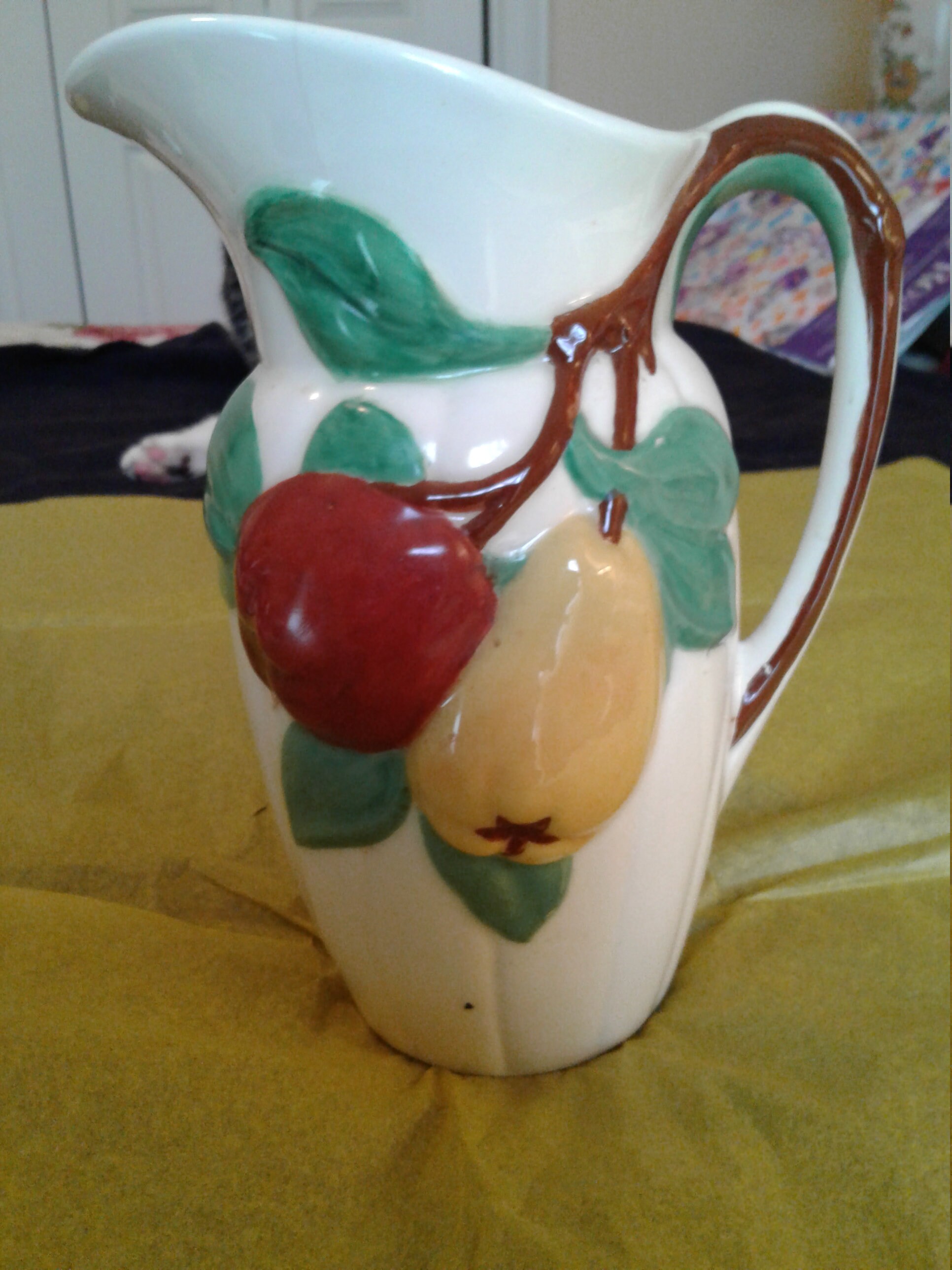 Vintage Holland Mold Ceramic Pitcher, Dated 1963, Apple and Pear, Hand ...