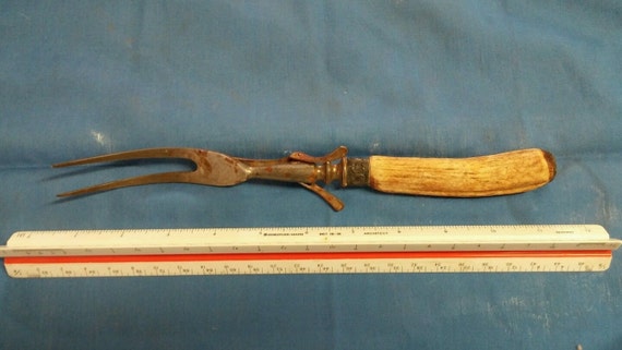 Vintage Antler Handled Carving Fork With Stand | Etsy