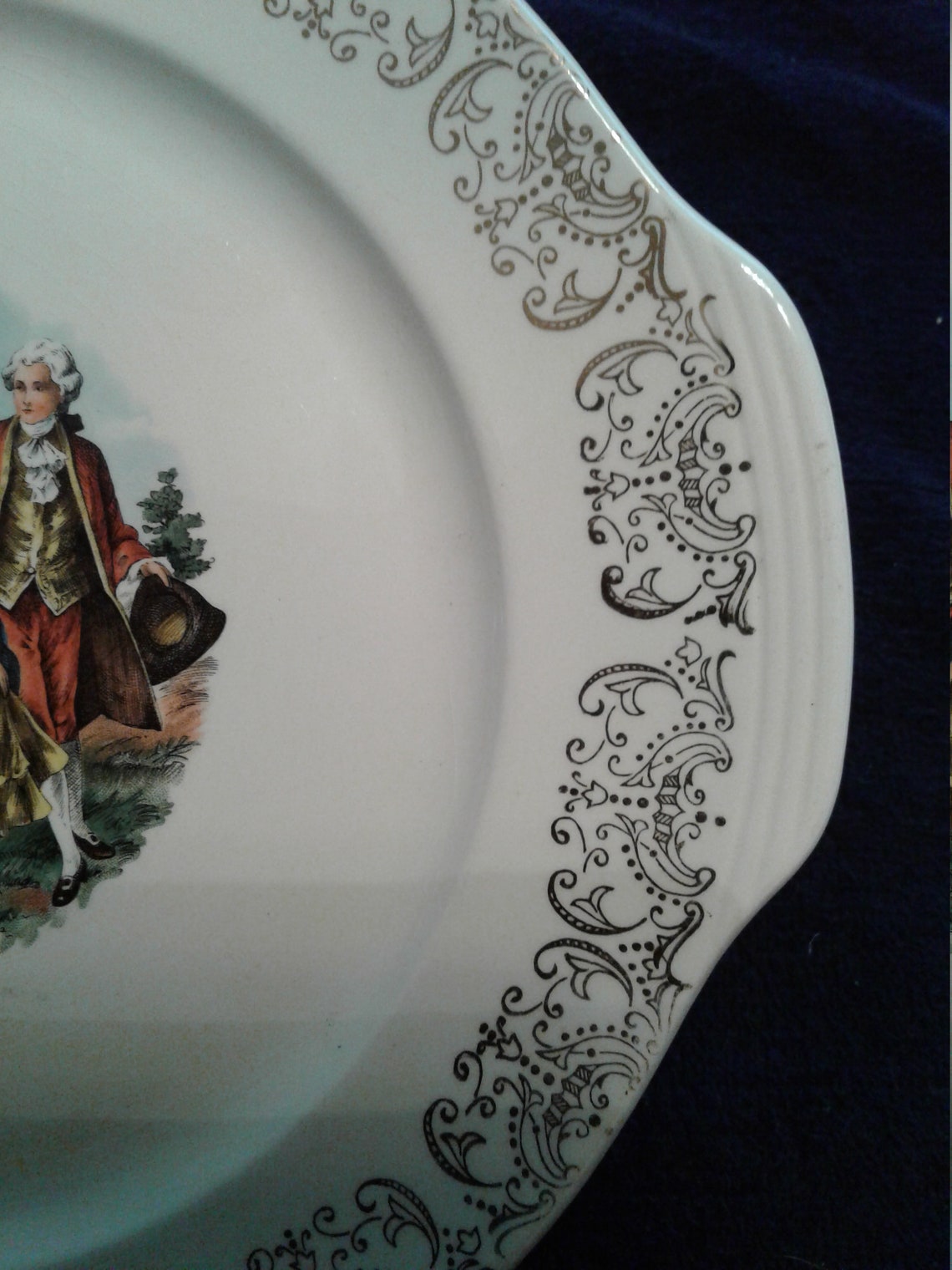 Vintage Cronin "c014 Colonial Couple", 2-handled Cake Platter & Dinner ...