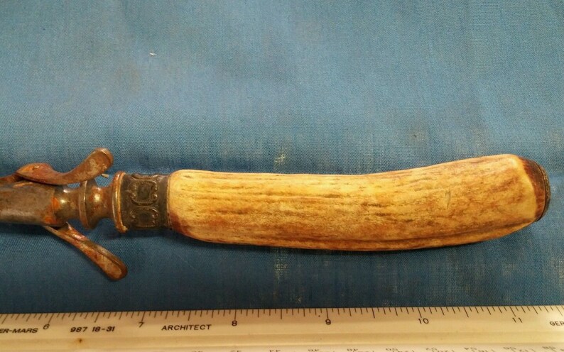Vintage Antler Handled Carving Fork With Stand | Etsy