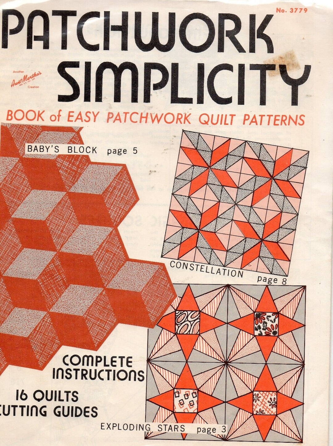 Vintage Quilt Pattern Book, 1970s, "patchwork Simplicity; Book of Easy ...