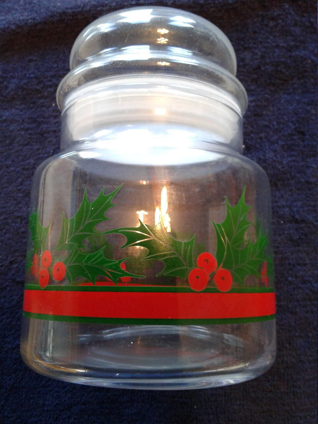 Vintage Libbey Glass, "christmas Holly and Berry" Storage Jar/canister ...