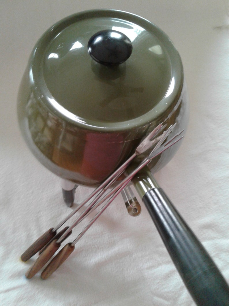 Vintage Fondue Pot Circa 1960s Retro Avocado Green and - Etsy
