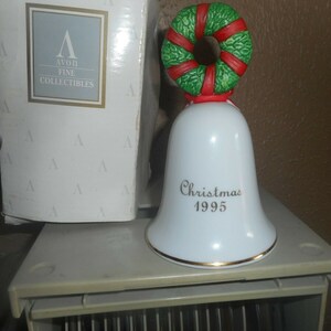 Vintage Avon Christmas Bell, Dated 1995, Christmas Wreath Handle, Santa ...