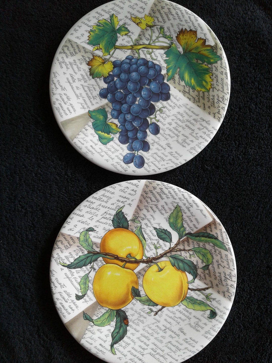 Vintage Pair Ceramica Due Torri Plates, Apples and Grapes, Made in ...