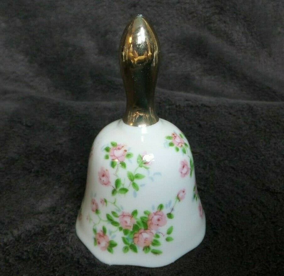 Vintage ENESCO Bell Pink Roses With Gold Handle Made in | Etsy