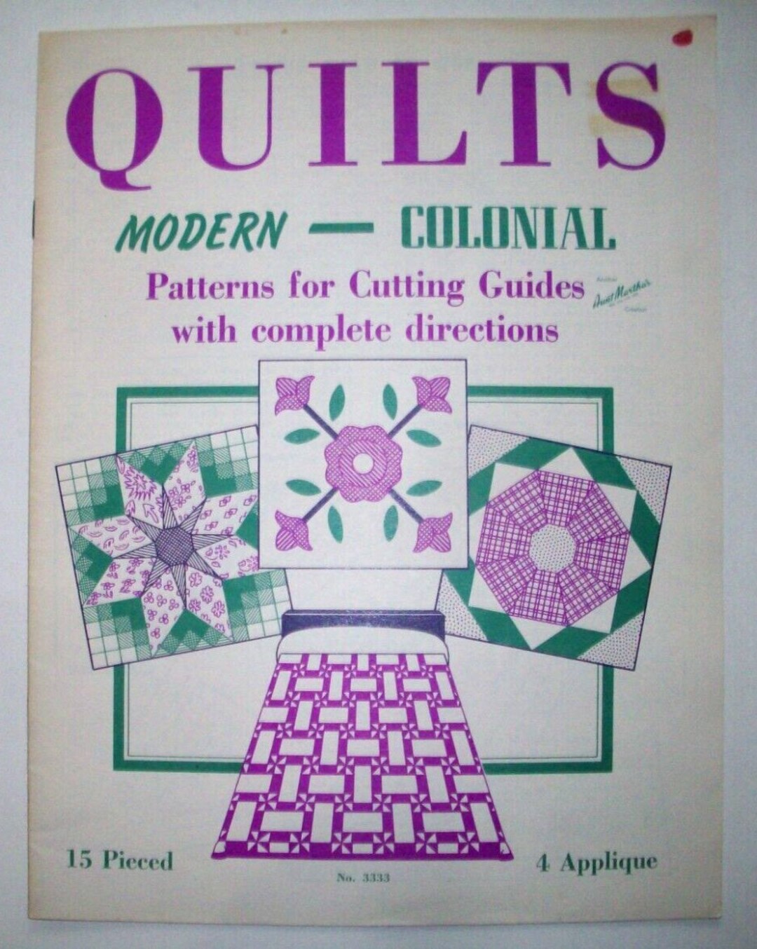 Vintage Quilt Pattern Book, 1970s, "quilts Modern - Colonial, No. 3333 ...
