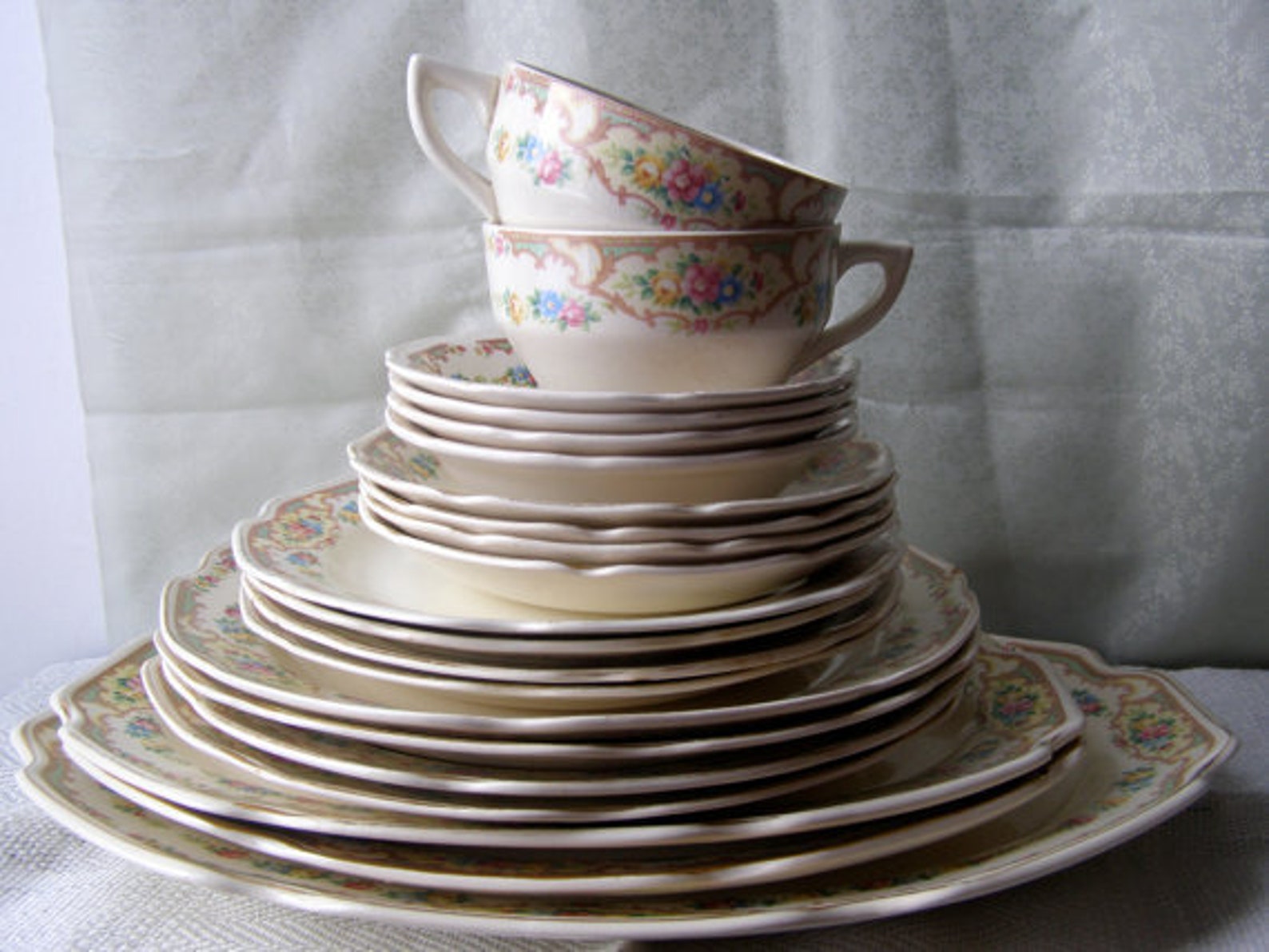 Vintage Mt Clemens China, 'mildred' Pattern, Pastel Florals With Gold ...