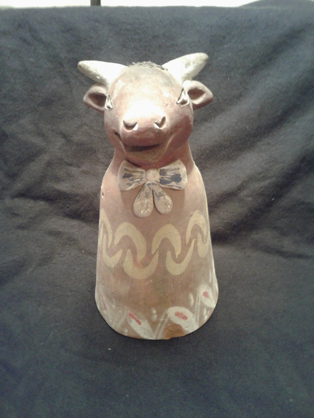 Vintage Handmade Oaxacan Red Clay Pottery Bell, "cow Head", Artist ...