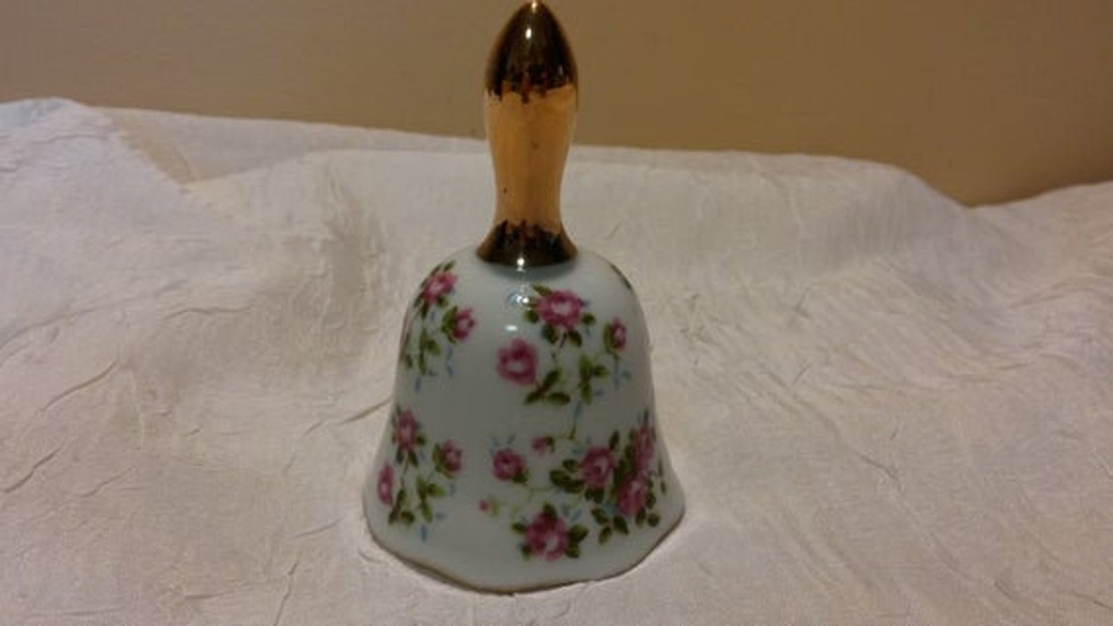 Vintage ENESCO Bell Pink Roses With Gold Handle Made in - Etsy