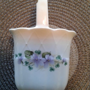Vintage Lefton Mini Basket, White Bone China, Violets, Dated 1987 ...