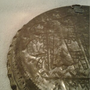 Vintage Copper Plate With Tin Overlay, Middle Eastern Persian Design ...