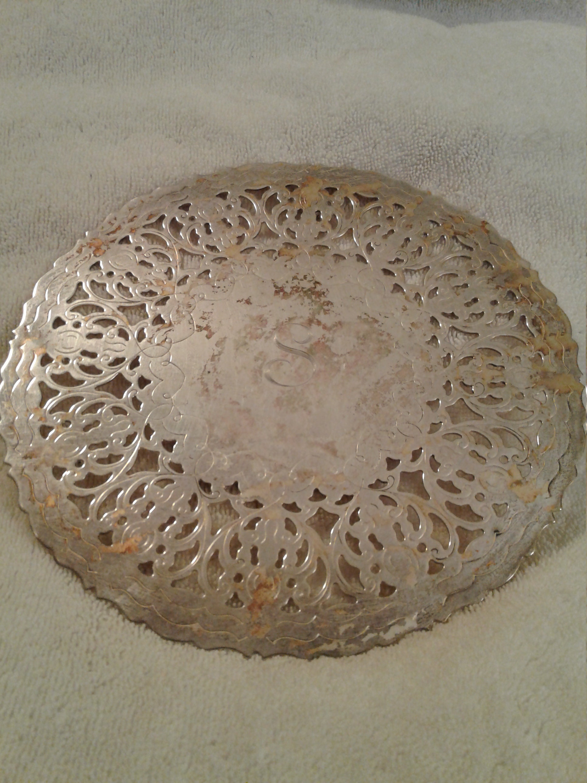 Vintage Silver Plate Trivet Round with Reticulated & Stamped | Etsy