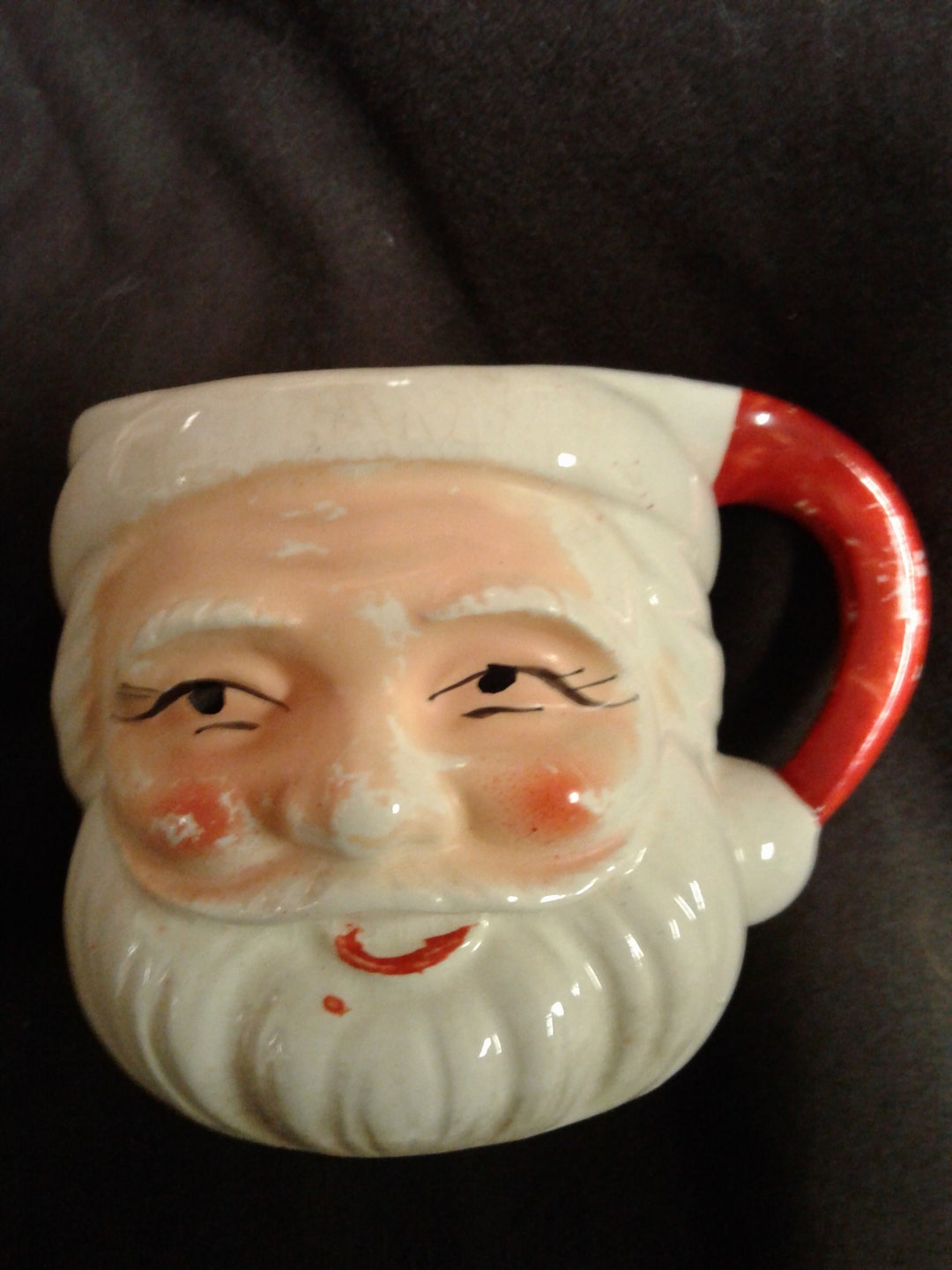 Vintage Pair MCM Santa-face Christmas Mugs, Circa 1950s, Standard Size ...
