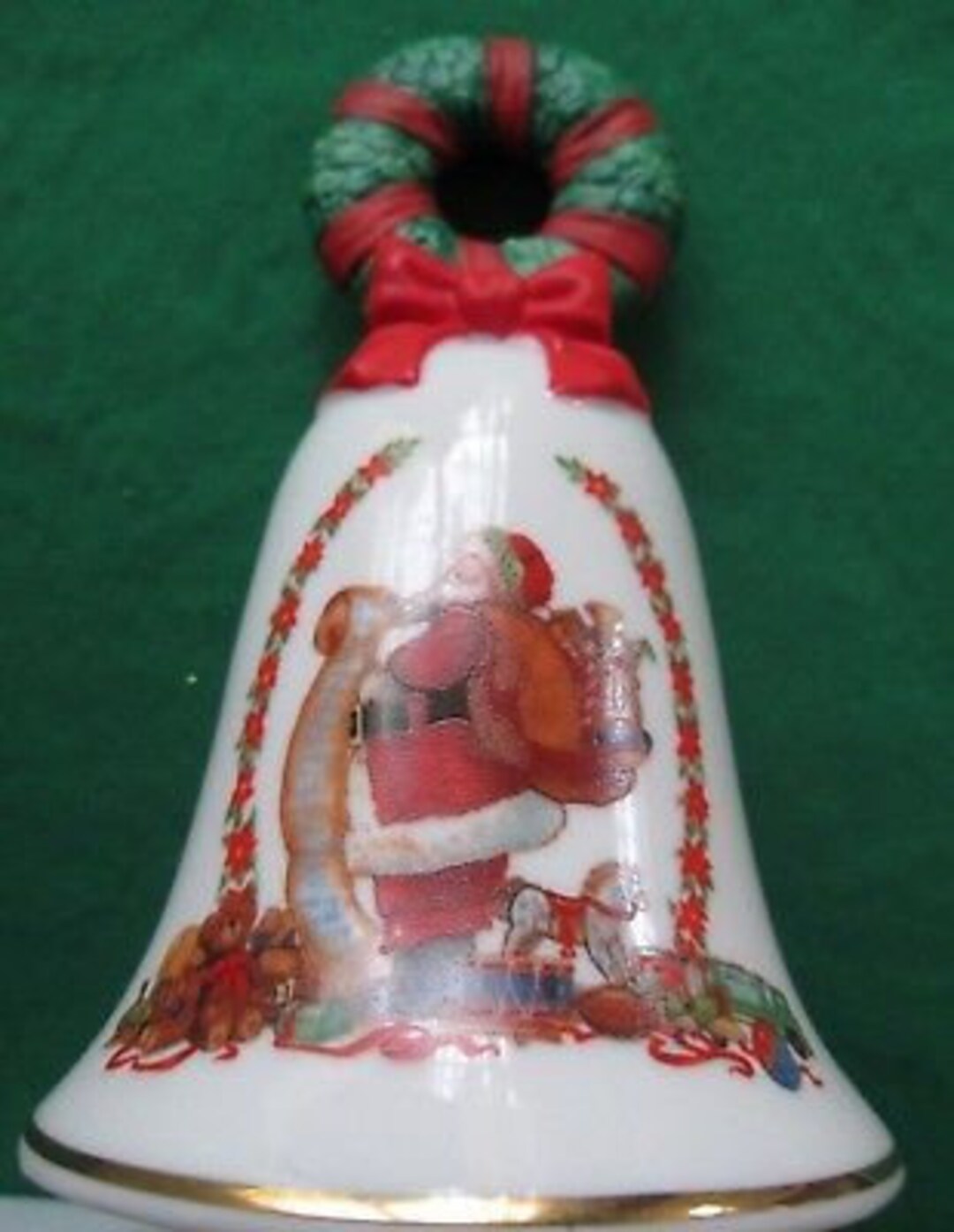 Vintage Avon Christmas Bell, Dated 1995, Christmas Wreath Handle, Santa ...