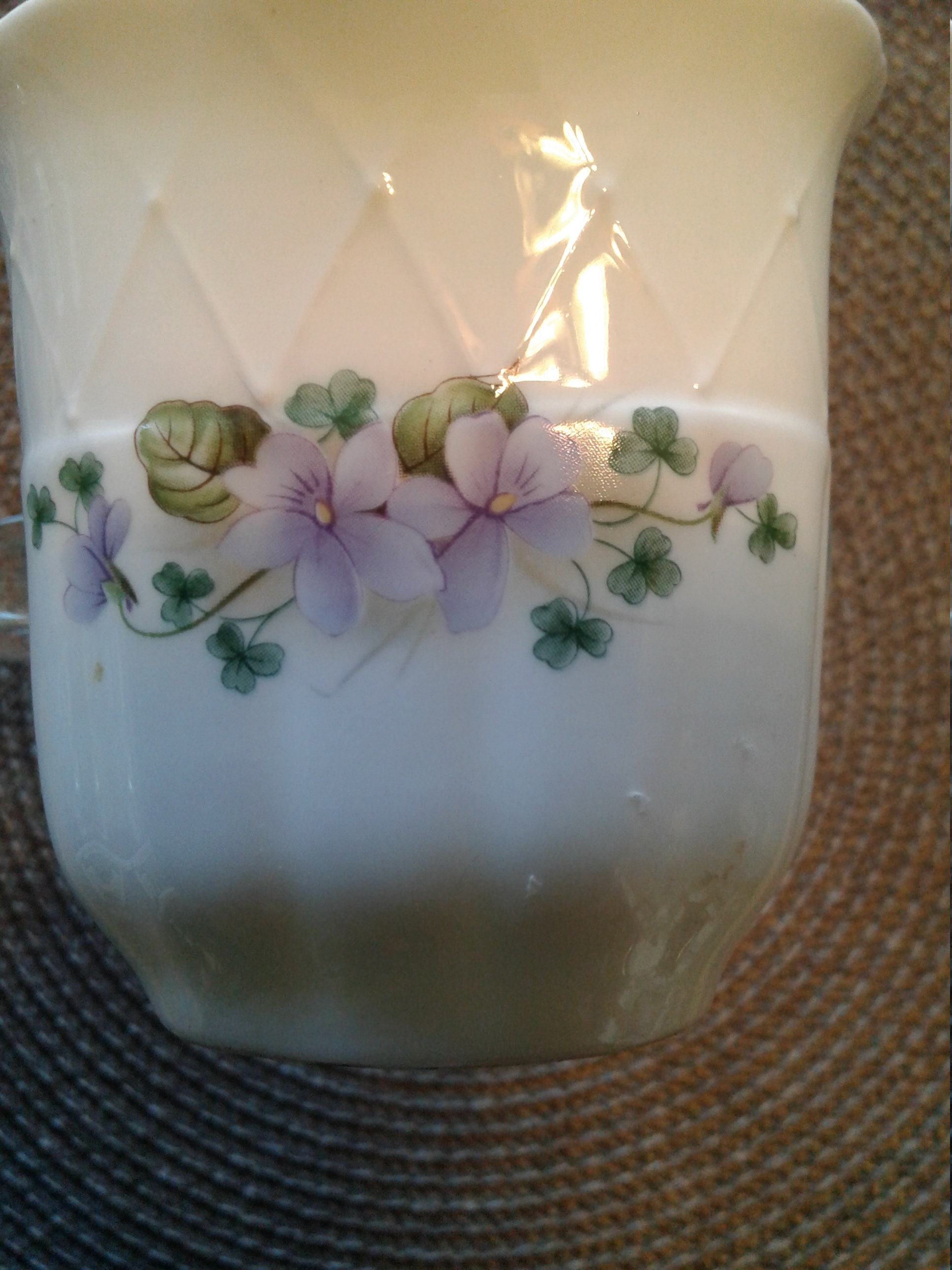 Vintage Lefton Mini Basket, White Bone China, Violets, Dated 1987 ...