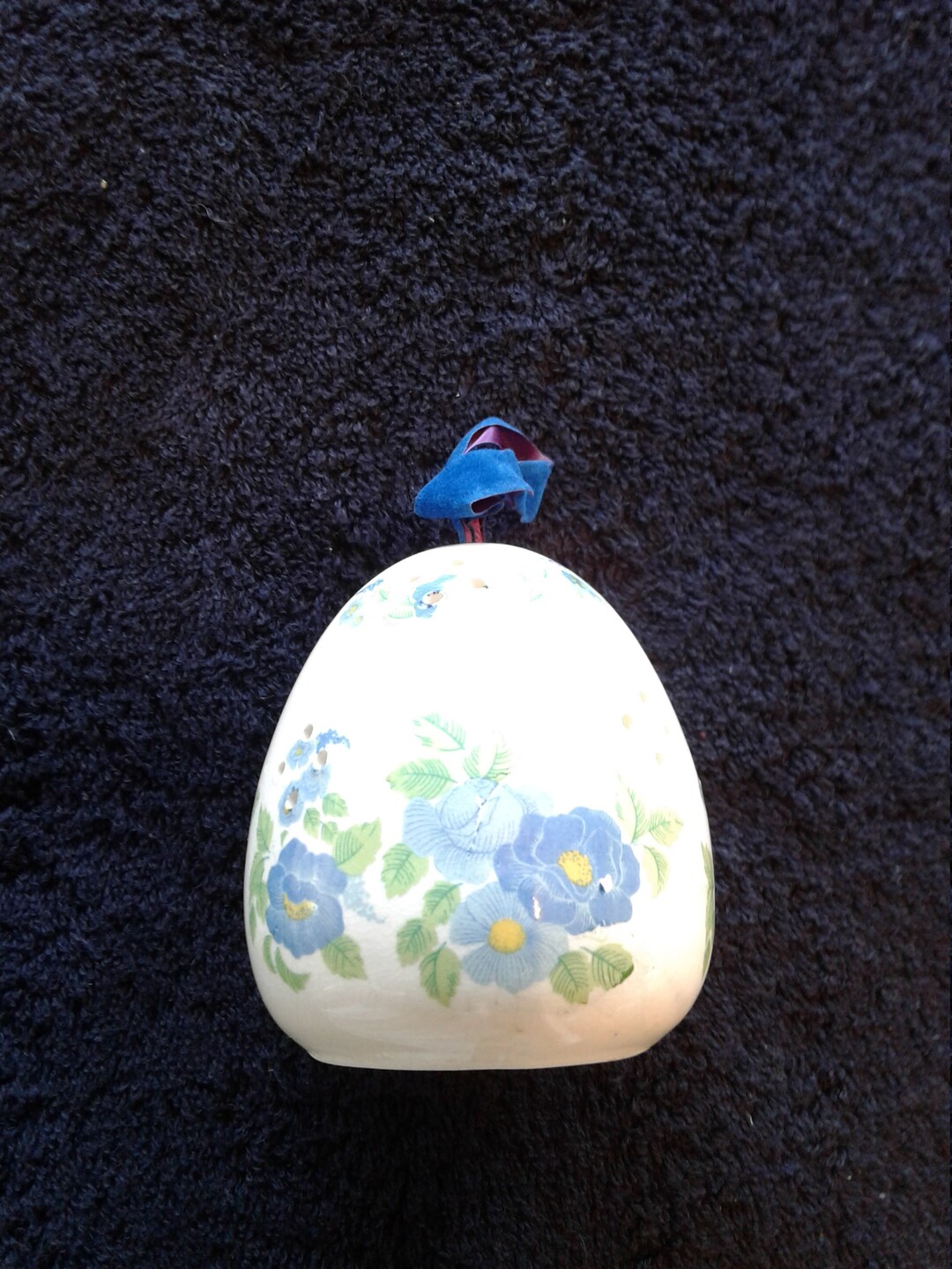 Vintage Porcelain Pomander Egg, Blue Morning Glories, Made in Japan ...