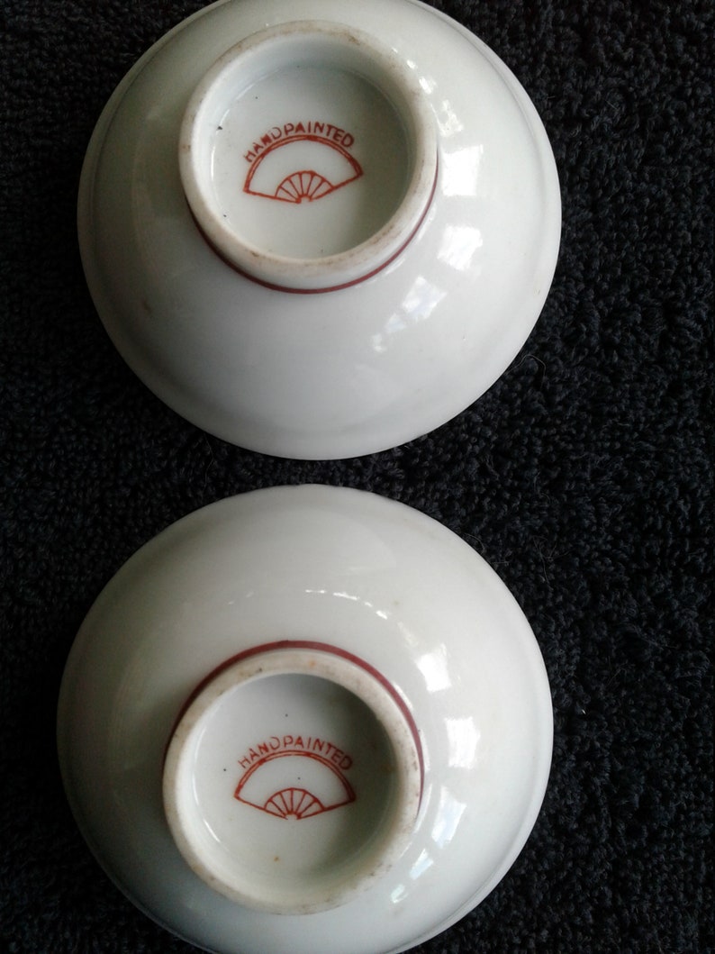 Vintage Porcelain Mini Rice Bowls 'flying Cranes' - Etsy