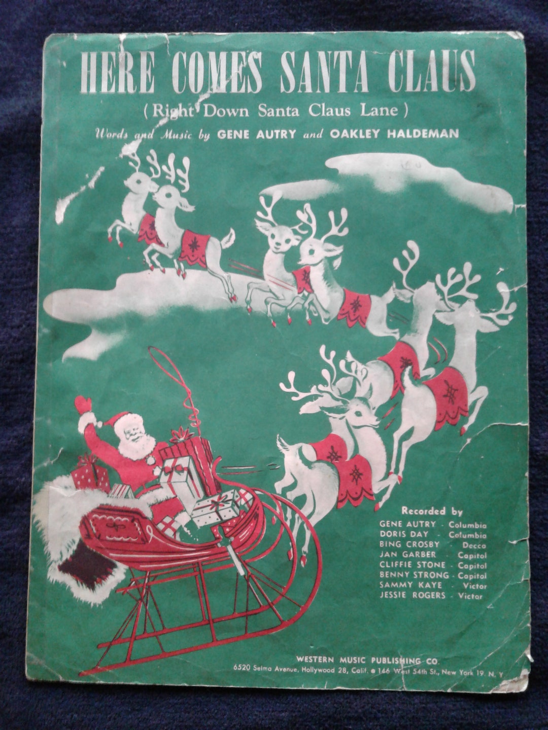 Vintage Sheet Music, "here Comes Santa Claus," Words and Music by Gene ...