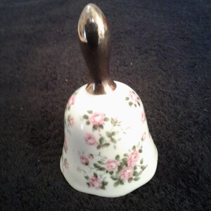 Vintage ENESCO Bell, Pink Roses With Gold Handle, Made in Japan, Circa ...