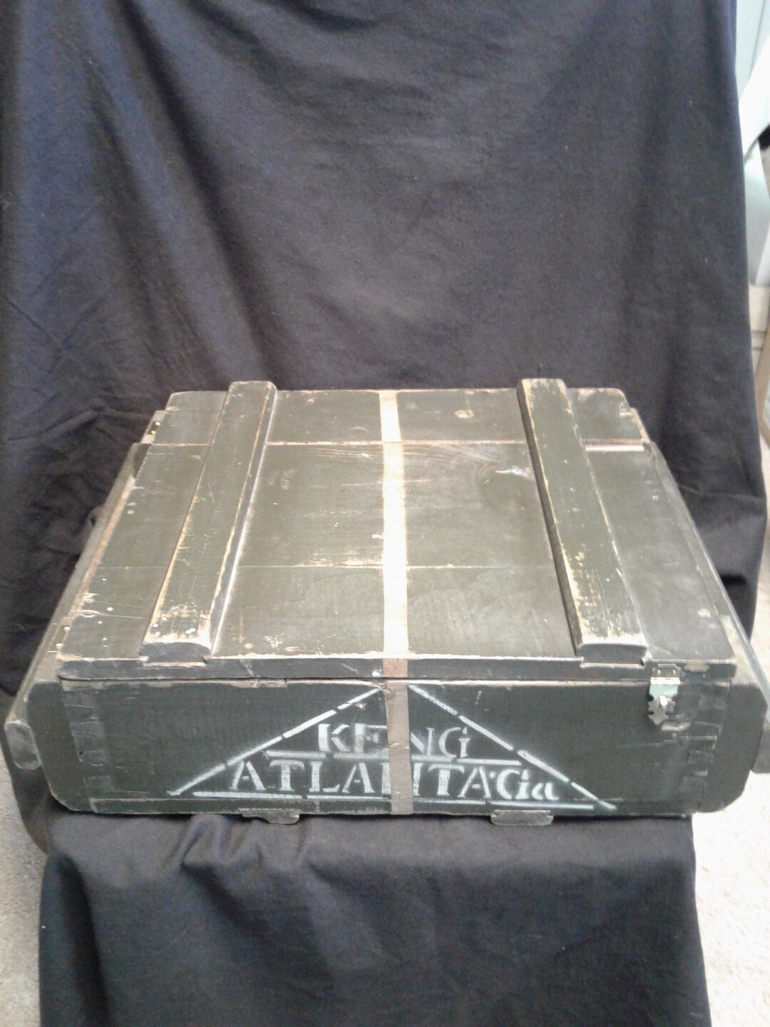 Vintage Wood Ammunition Box, Circa 1980s, OD Green, White Lettering ...