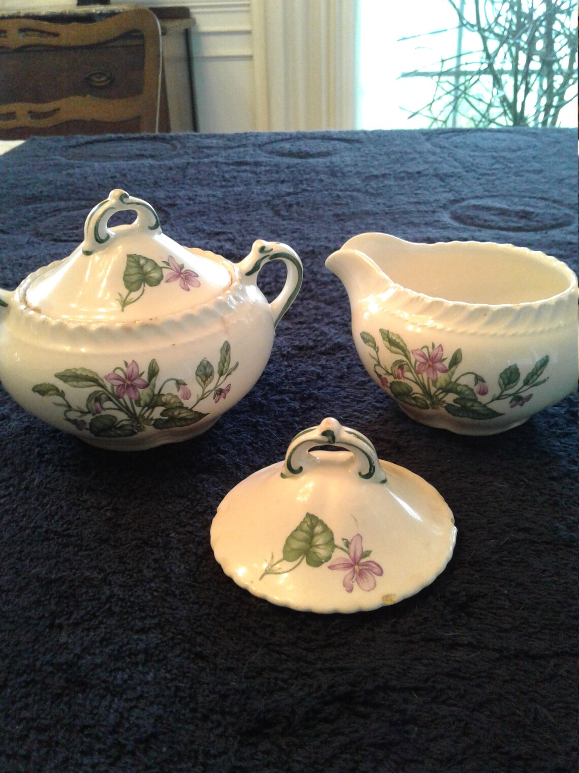Vintage Harker Pottery, Royal Gadroon, Creamer and Sugar, Extra Lid ...