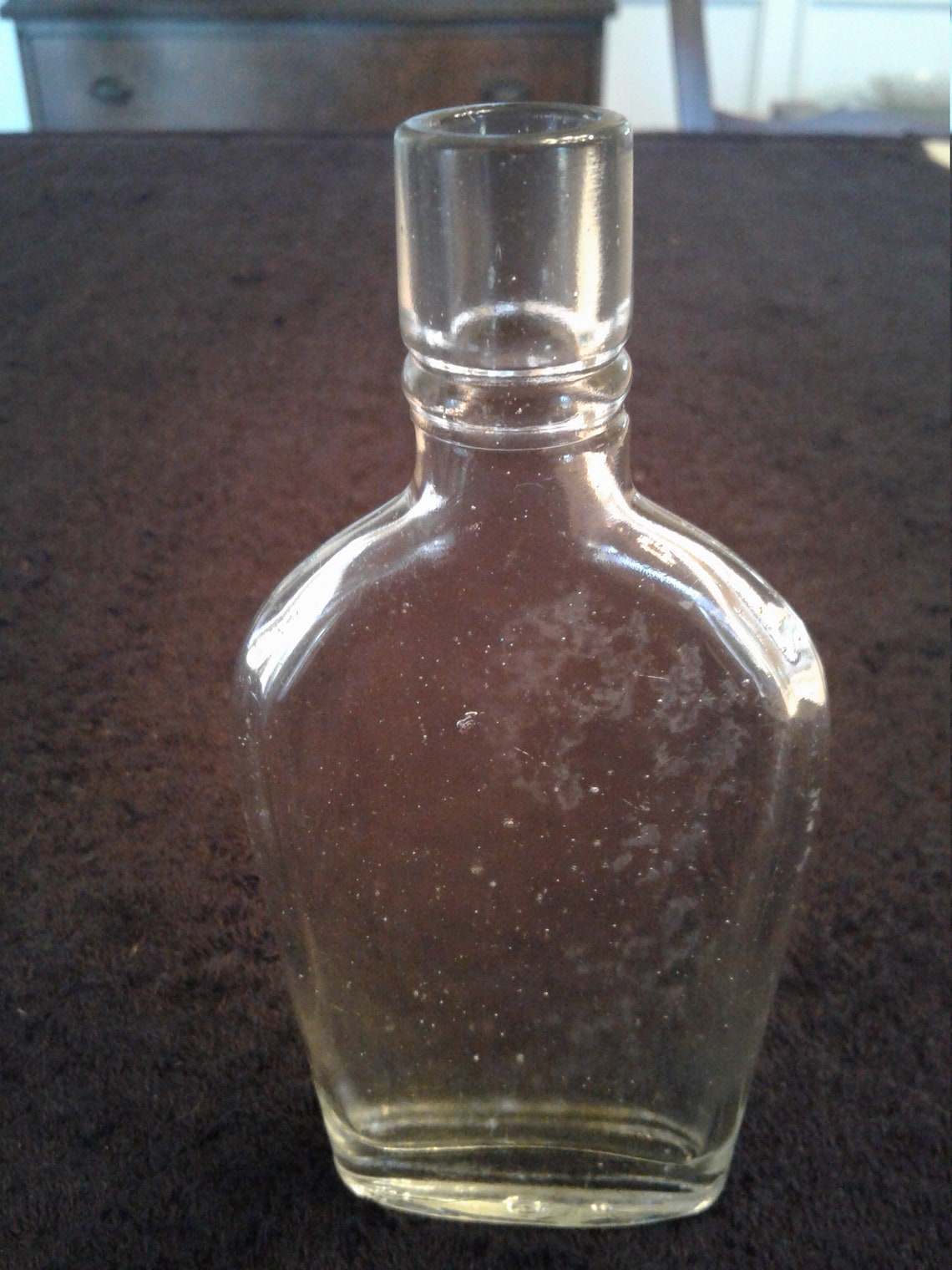 Three Antique Flask Bottles, Two Clear, One Blue, Two Owens Illinois ...