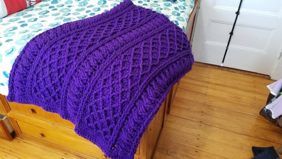 Soft Purple Crochet Afghan 60"x80" Free Shipping - Etsy