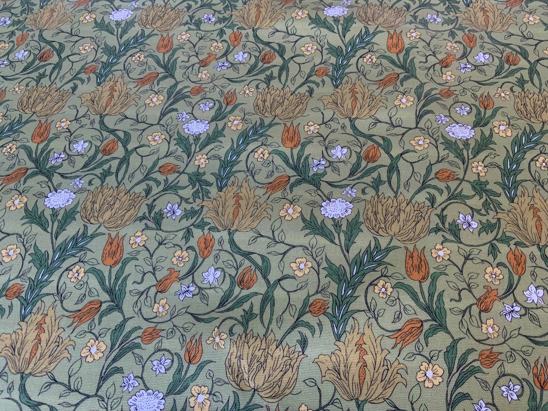 Oilcloth Fabric, Exclusive Morris Designs, Eleanor, Leaf Green ...