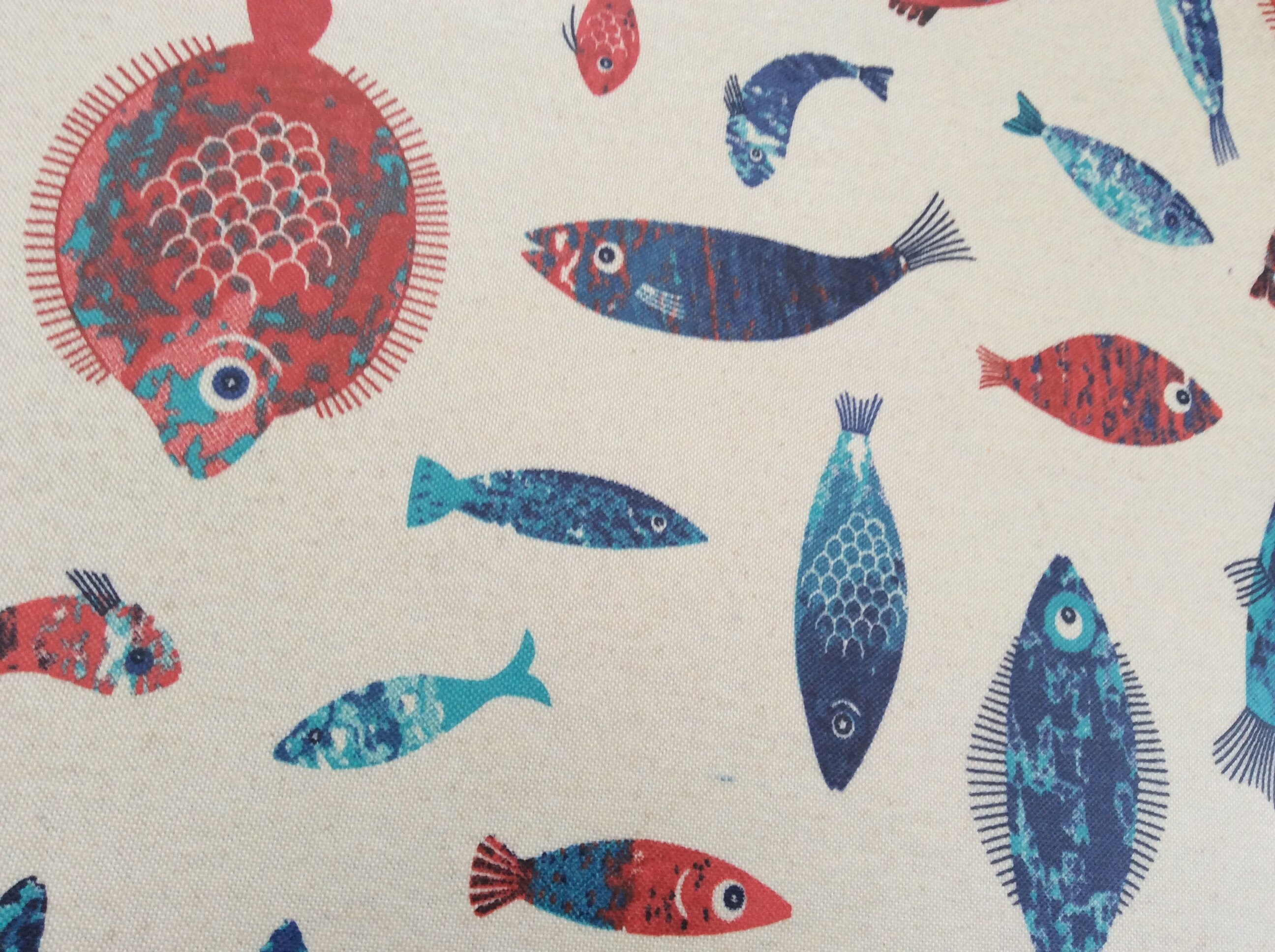 Oilcloth Fabric, PVC Coated, Tropical Fish Design, Matt Coated, Per Meter