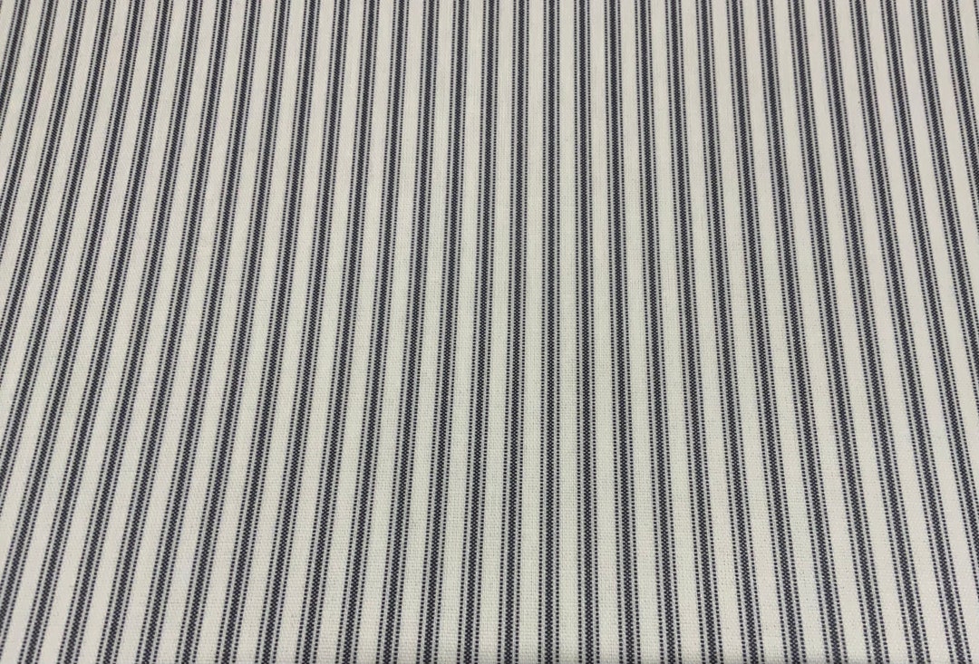 Oilcloth Fabric, PVC Coated, Vintage French Ticking Stripe, Sable Black ...