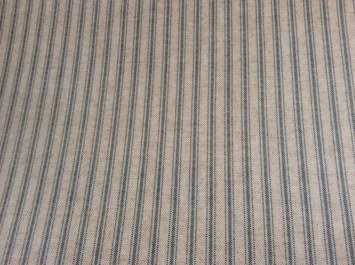 Oilcloth Fabric, PVC Coated, Vintage French Ticking Stripe Linen ...