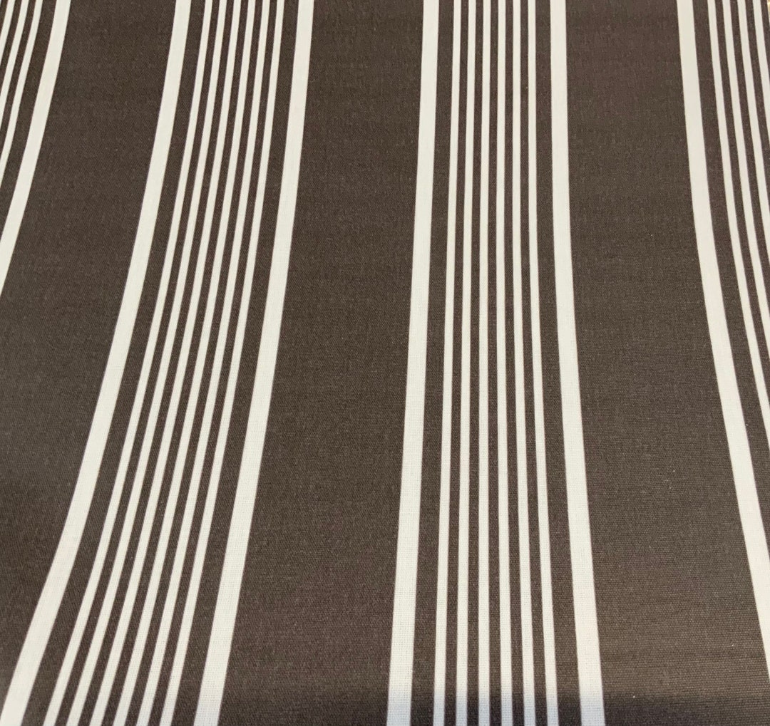 Oilcloth Fabric, PVC Coated, Regatta French Ticking Stripe, Charcoal ...