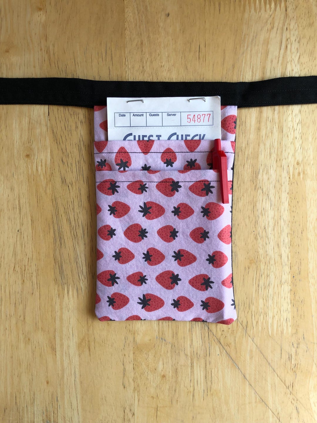 Strawberry Pink Apron MINI Server Apron Pouch 3 Pocket Little Cafe ...