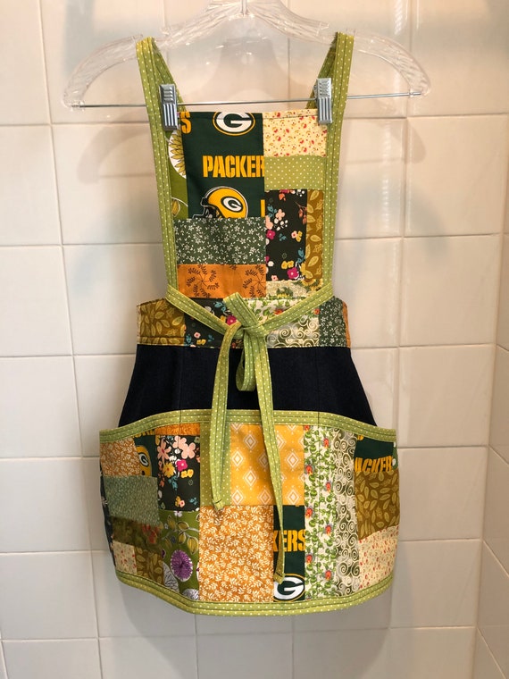 Green Bay Packers Patchwork Kitchen Apron Hand Made - Etsy