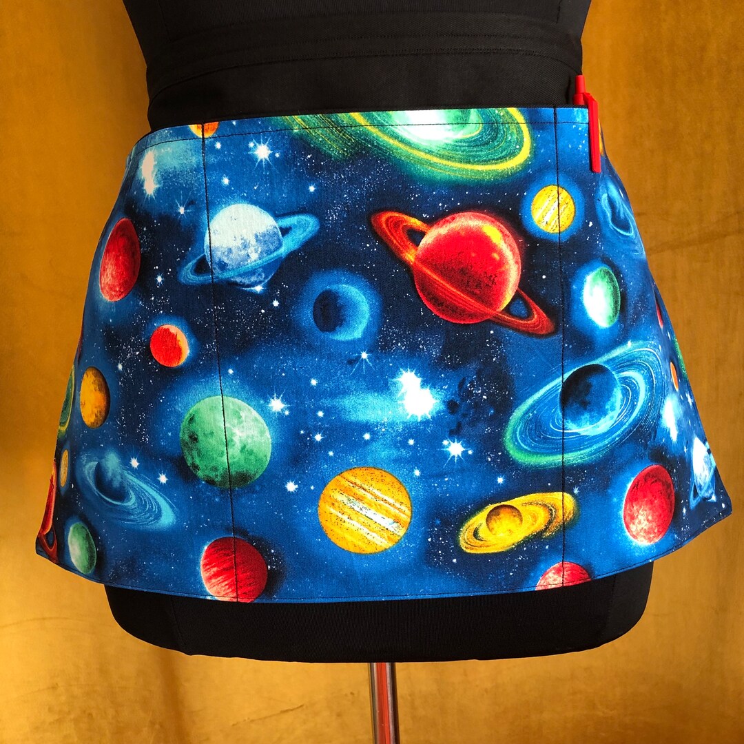 3 Pocket Server Apron, Planets Solar System Science Cotton W/ Black ...